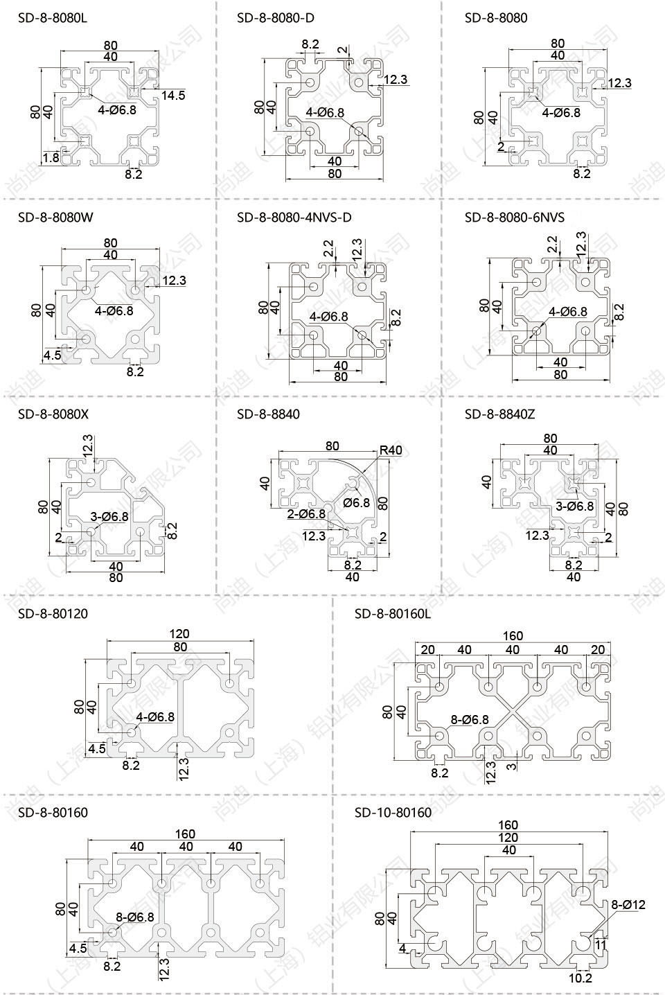SD-8-8080W_8080W铝型材 8080W工业铝型材 8080W铝合金型材 8080W欧标铝型材 8080W型材 80系列铝型材 8080W铝材_80-90系列_上迪铝型材云商城